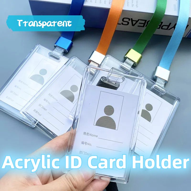 Jual Tempat Kartu Id Card Akrilik 2 Sisi Bening Transparan Vertikal ...
