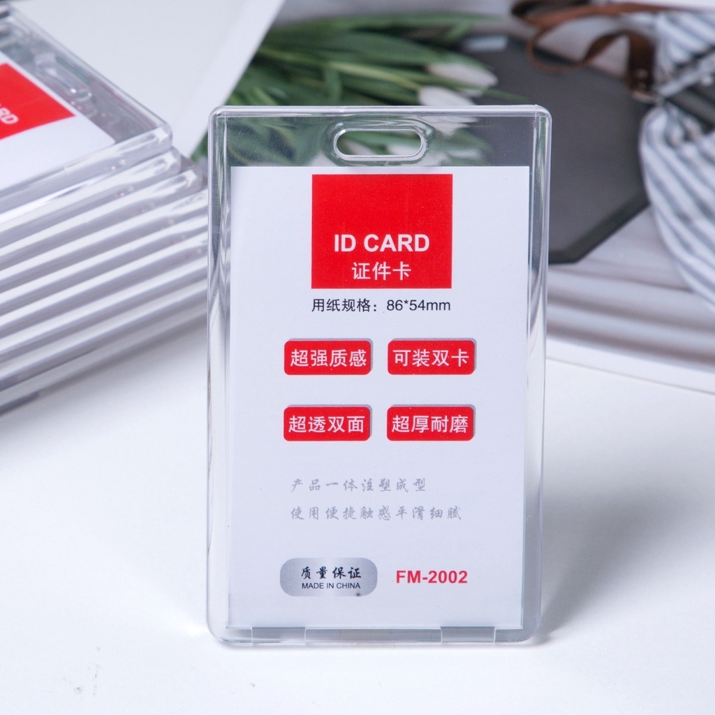 Jual Tempat Kartu Id Card Akrilik 2 Sisi Bening Transparan Vertikal ...