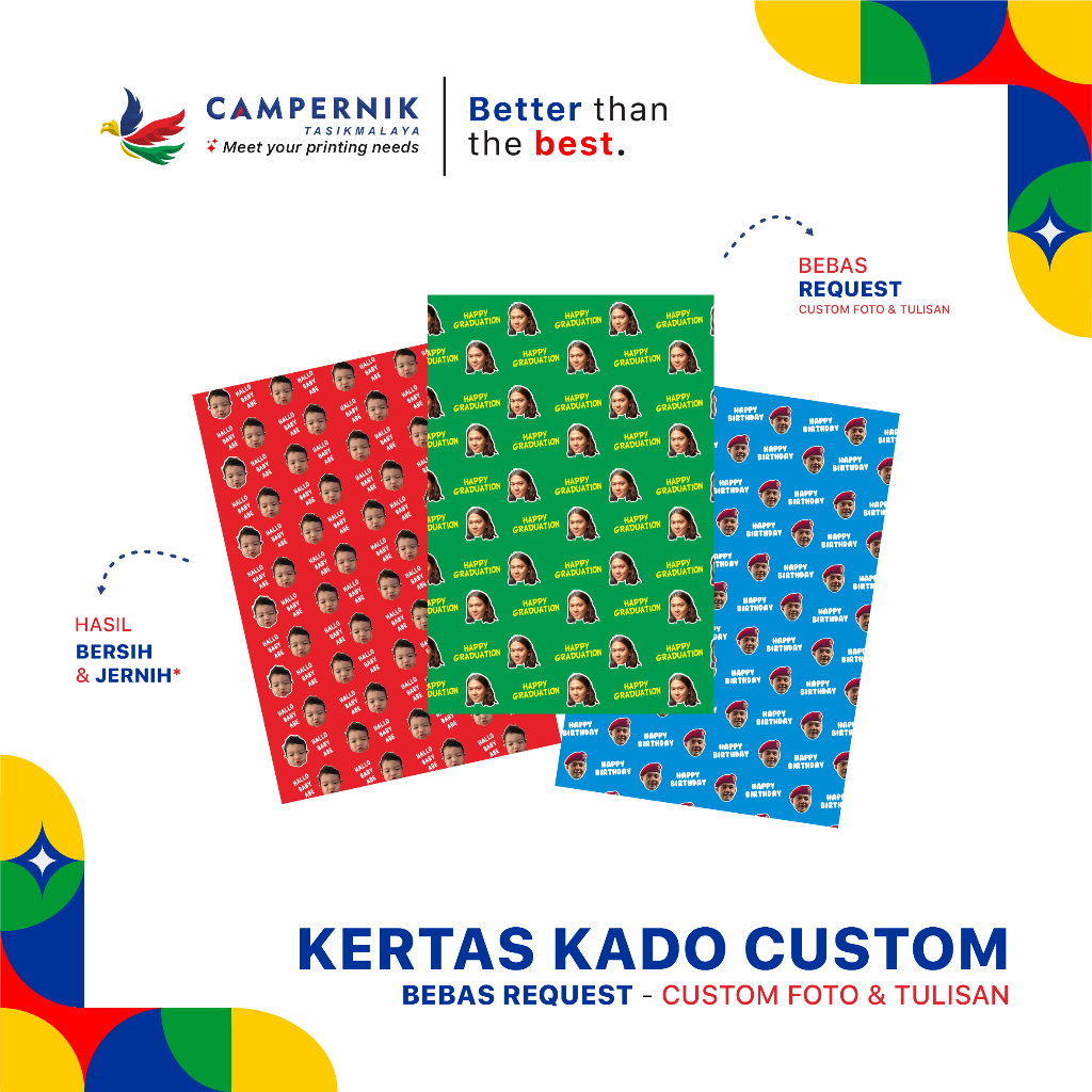 Jual KERTAS KADO CUSTOM (3 LEMBAR A3+) PAKAI FOTO SENDIRI / CETAK GIFT ...