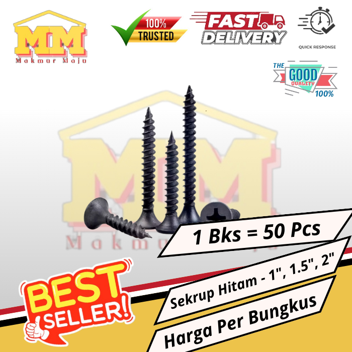 Jual SEKRUP SKRUP SCRUP GYPSUM HITAM 1", 1,5", 2" (HARGA PER BUNGKUS ...