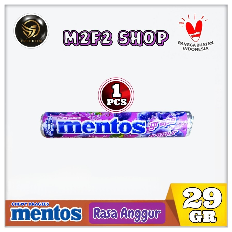 Jual Mentos GRAPE Chewy Dragees Candy Roll | Permen Kembang Gula Rasa ...