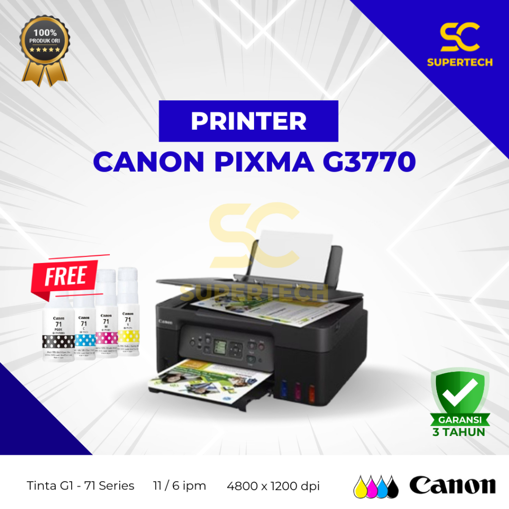 Jual PRINTER CANON PIXMA G3770 WIFI Lengkap Tinta Ori!Garansi 3 Tahun ...