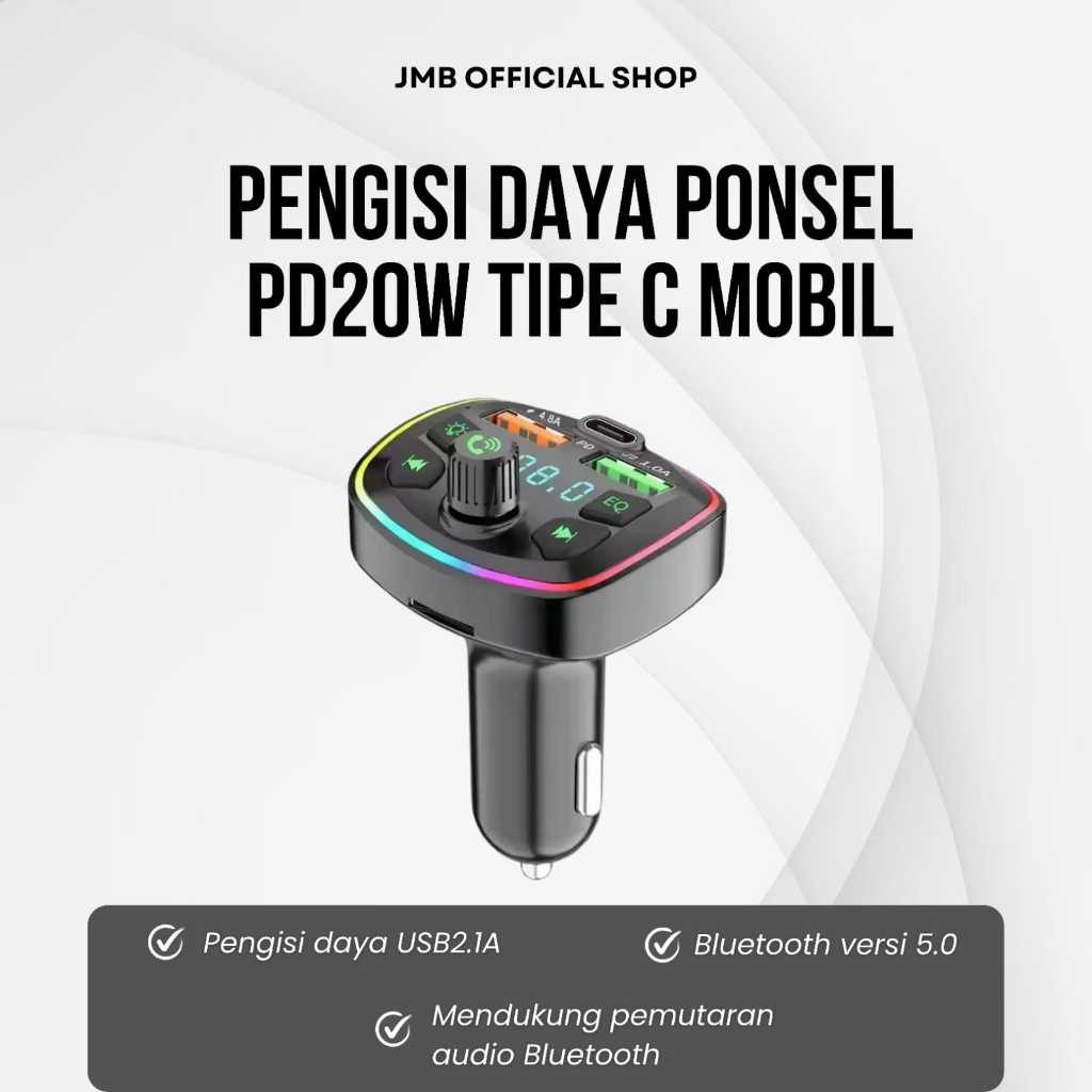 Jual (JMB) Q7 Bluetooth Audio With USB Type-C FM Radio Transmitter Car ...