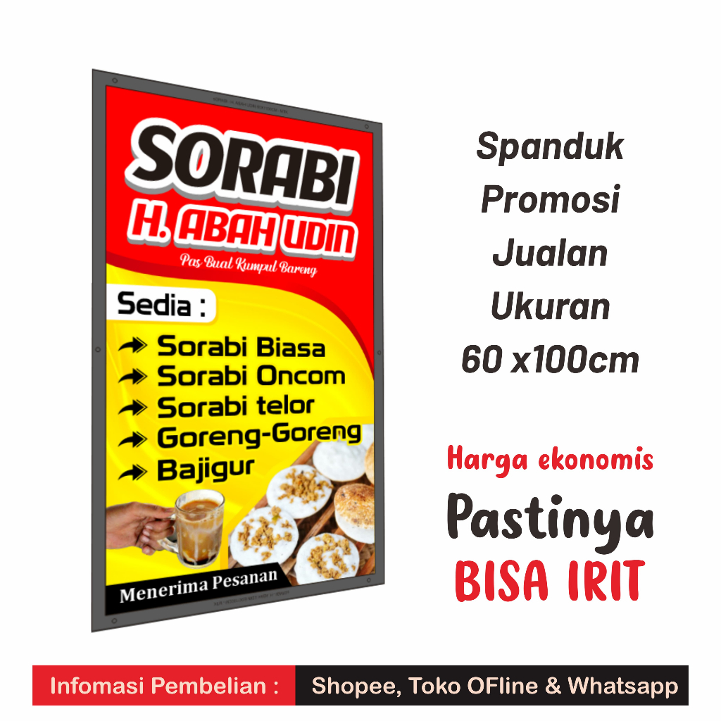 Jual Spanduk Custom Bisa Ganti Nama Banner Nama Toko Bahan Flexi 280 ...