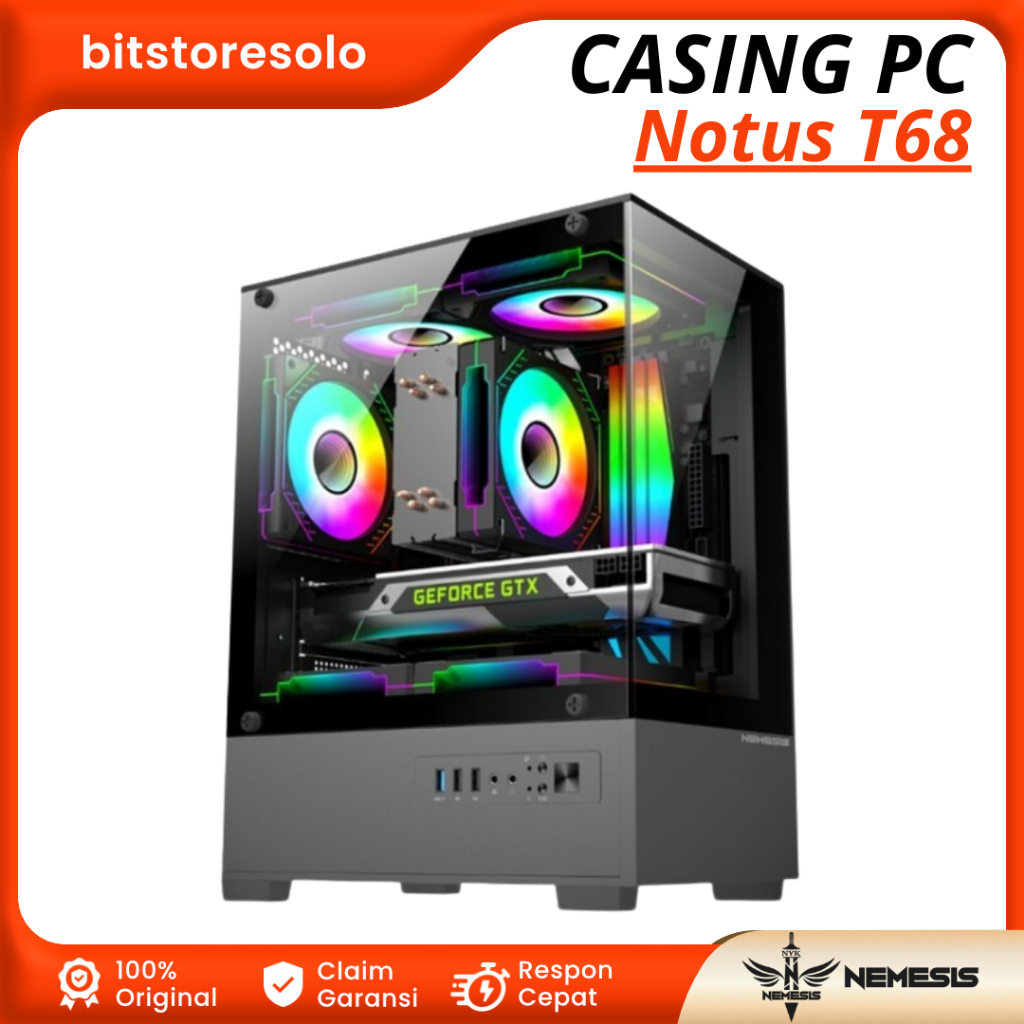 Jual Casing Case PC Gaming ITX M-ATX NYK Nemesis Notus T68 Free 3 Fan ...