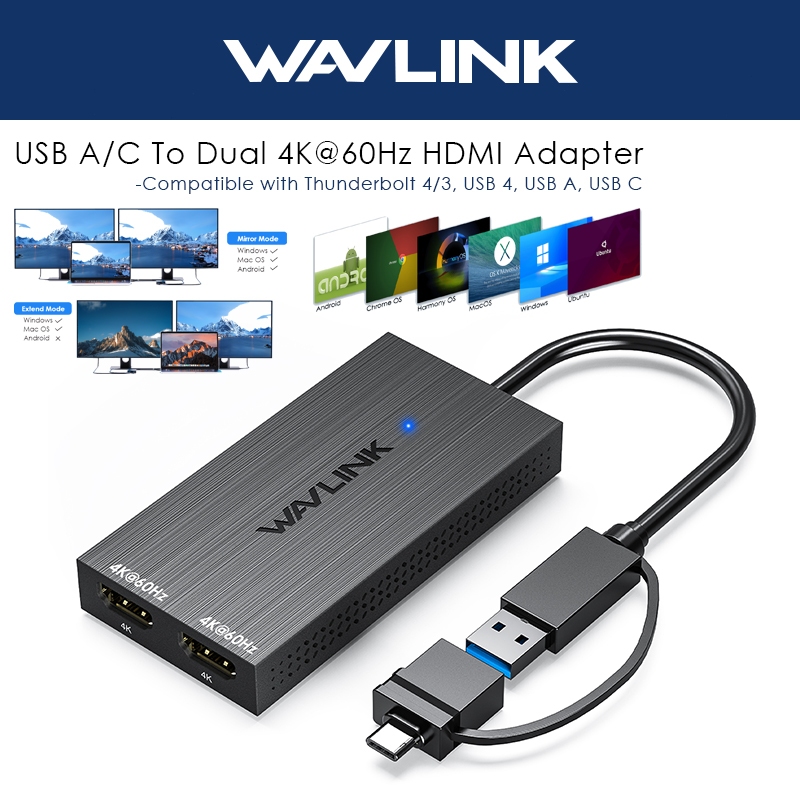 Jual WAVLINK USB A/USB C ke Adaptor HDMI Ganda DisplayLink Dual 4K ...