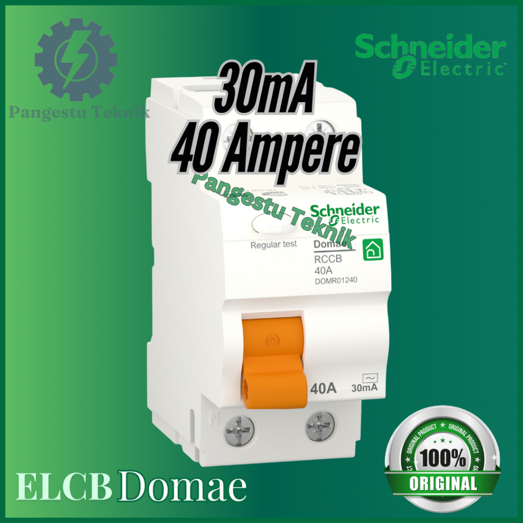 Jual Schneider Electric Domae ELCB - 2P (1P + N) 40A Sensitivity 30mA ...