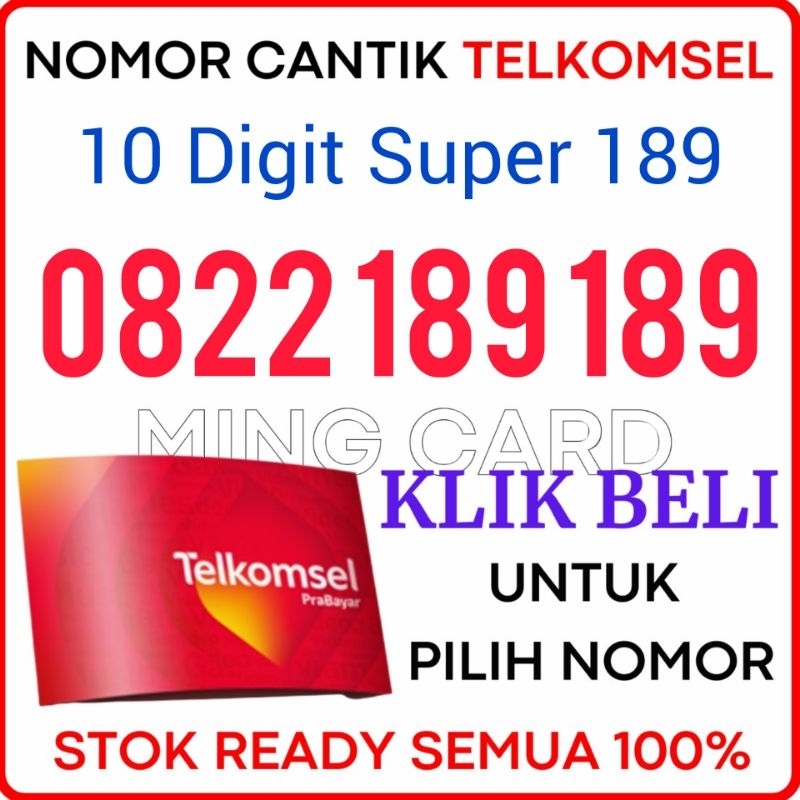 Jual TIPE 10 DIGIT 189189 - Nomor Cantik Telkomsel 4G/5G Kartu Perdana Simpati Prabayar | Shopee ...