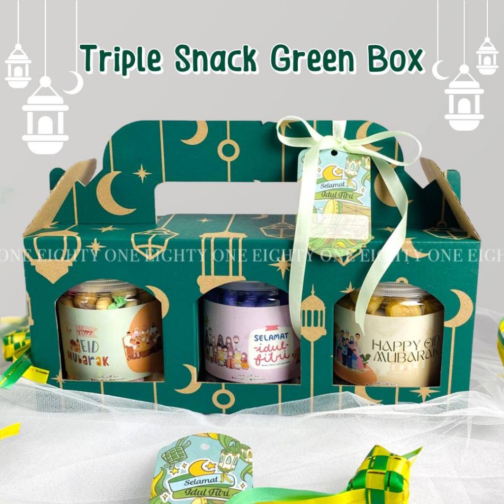 Jual Hampers Souvenir Triple Snack Box Aneka Cemilan Parcel Lebaran Kue Kering Ramadhan Gift ...