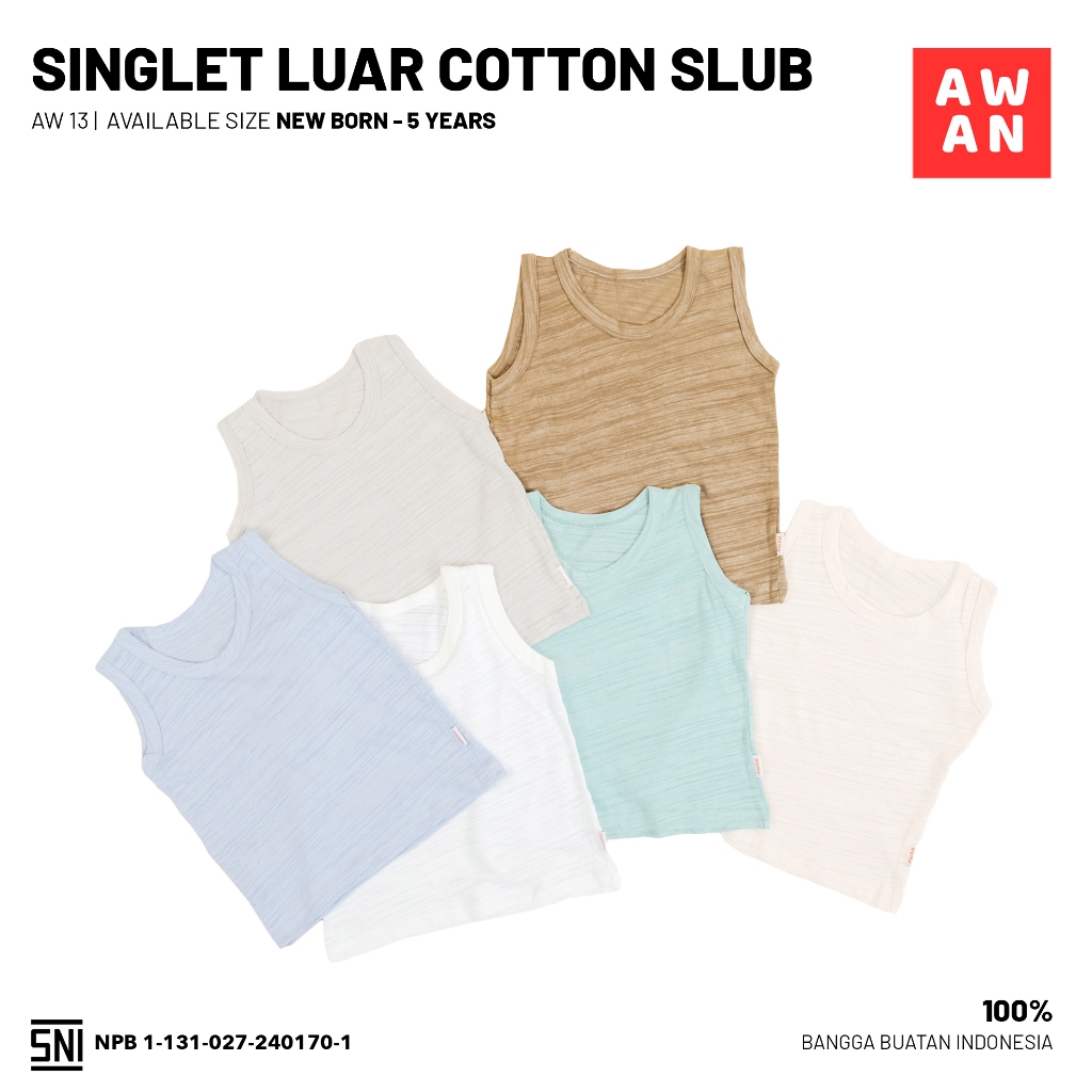 Jual AWAN KIDS - Kaos Singlet Luar Slub Anak Laki Laki / Perempuan Umur ...