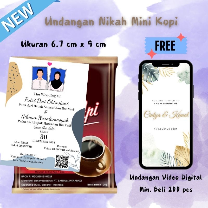 Jual (Free Undangan Video Digital) Undangan Nikah Mini Kopi desain baru ...