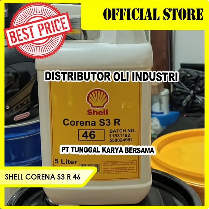 Jual SHELL CORENA S3 R 46 - ( OLI KOMPRESOR SCREW) KEMASAN 5 LITER ...