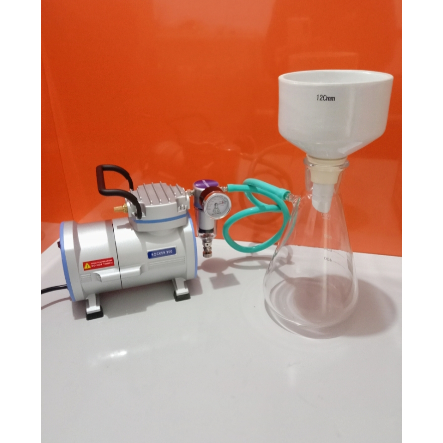 Jual Set Vacuum Pump Rocker 300 dan Corong Buchner Funnel 120 mm plus Bottom Flask 1 liter ...