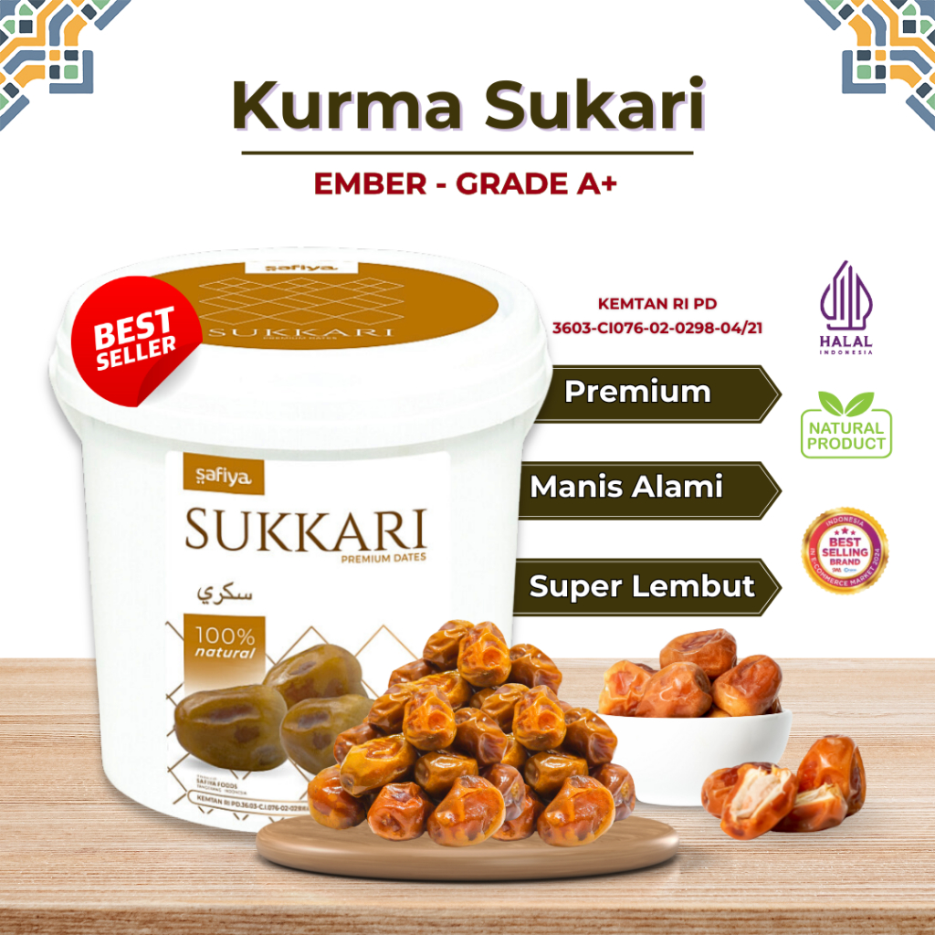 Jual Kurma Sukari Ember 850 gram Safiya Kurma Raja Original Premium ...
