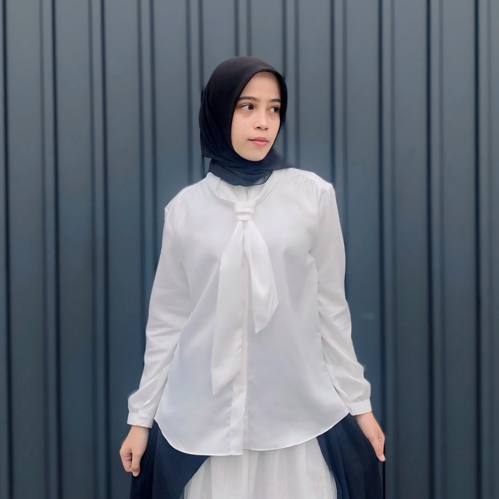 Jual Dean's - Kemeja Korea Wanita | Kemeja Putih Wanita | Atasan Wanita Kemeja Dasi | TANDIA ...