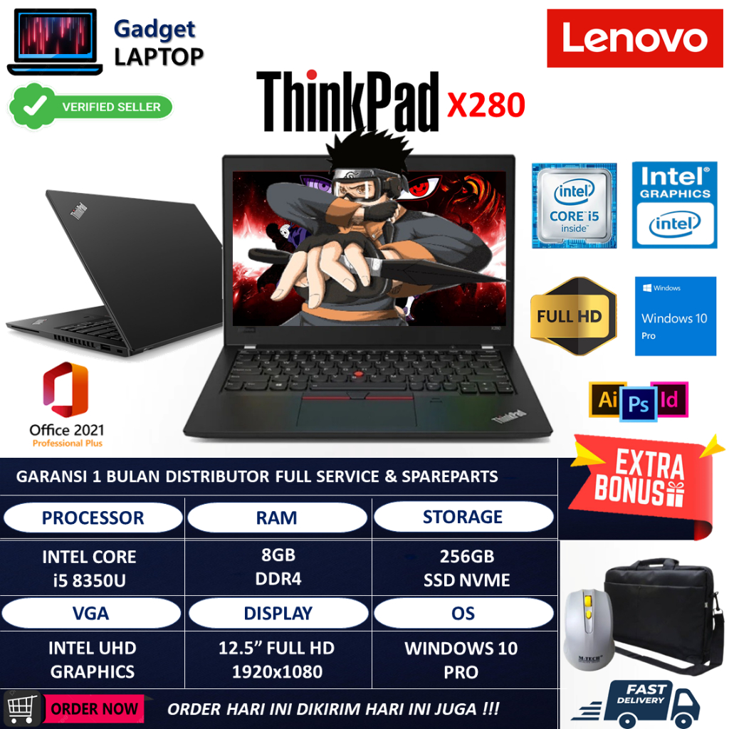 Jual Laptop Lenovo Thinkpad X280 Intel Core i5 8350U 8GB 256GB 12.5 ...
