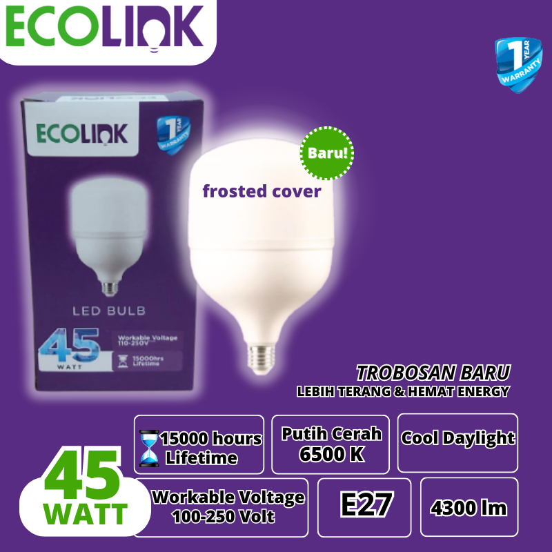 Jual Lampu Led Kapsul Ecolink 45W TForce TrueForce Kapsul Putih Cool Day Light Putih Terang Ori ...