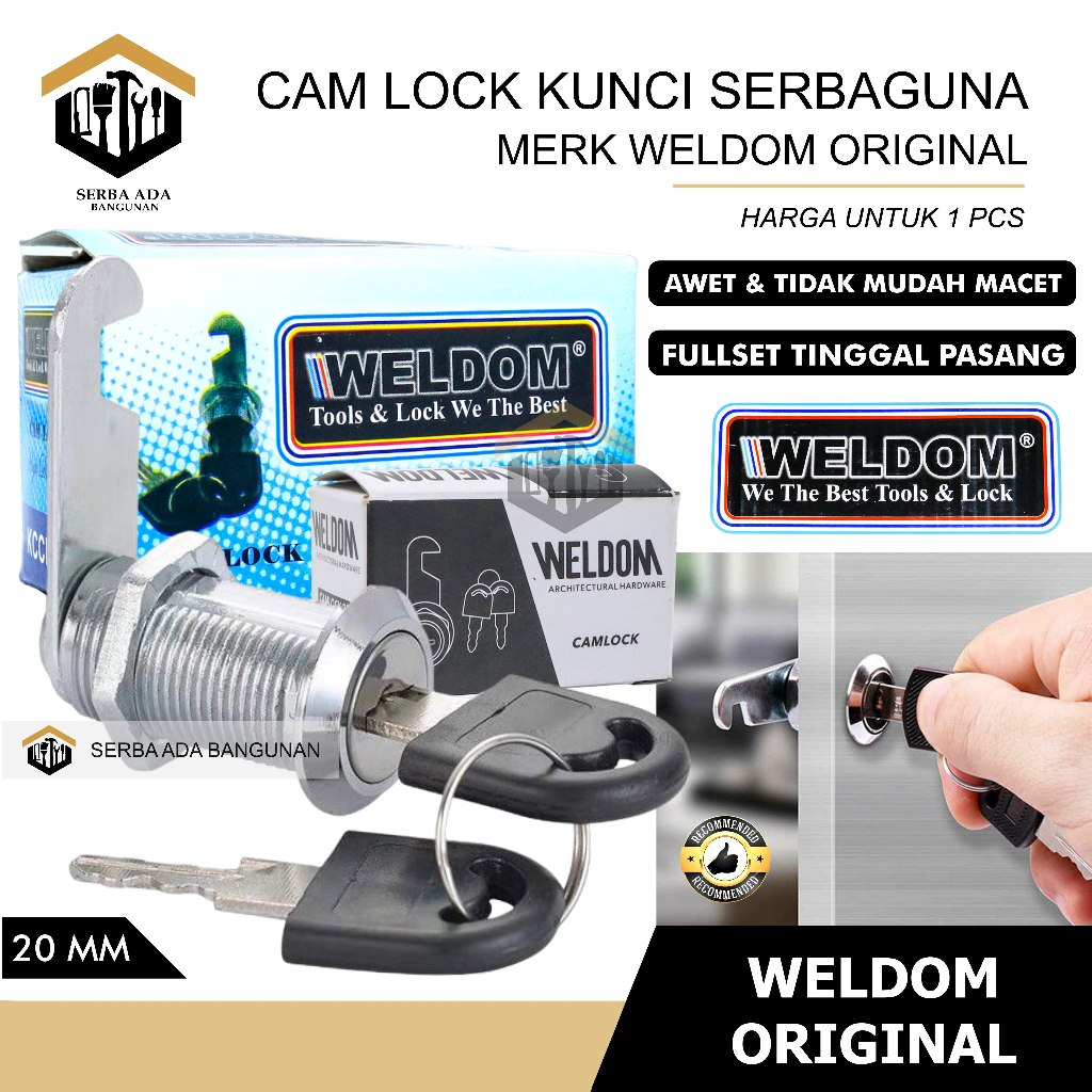 Jual SAB Kunci Camlock Lemari Loker Laci Box Kotak Panel 20mm / Kunci ...