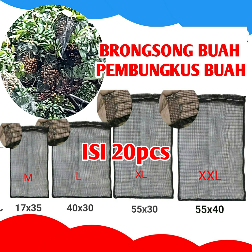 Jual Brongsong buah klengkeng pembungkus buah bahan waring p.e ukuran ...