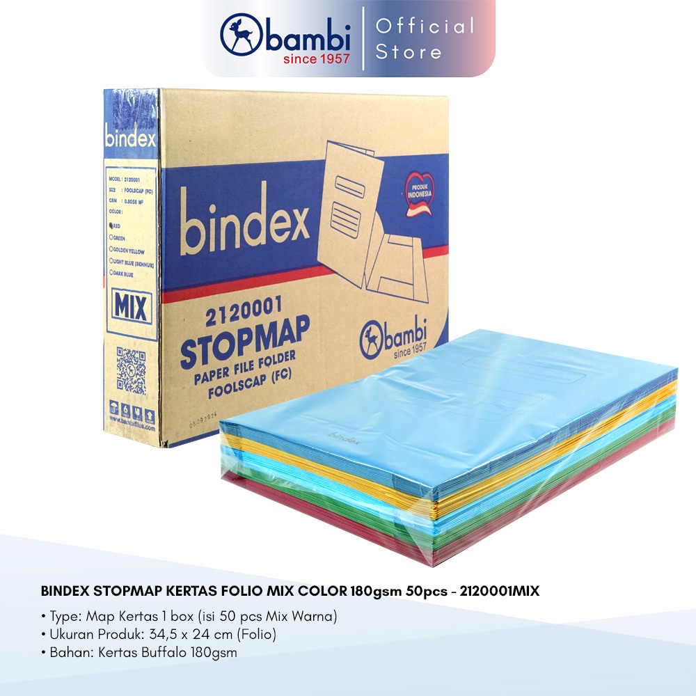 Jual Bindex Paper Stopmap Folio Tebal 180 Gsm Mix Color Isi 50 Pcs ...