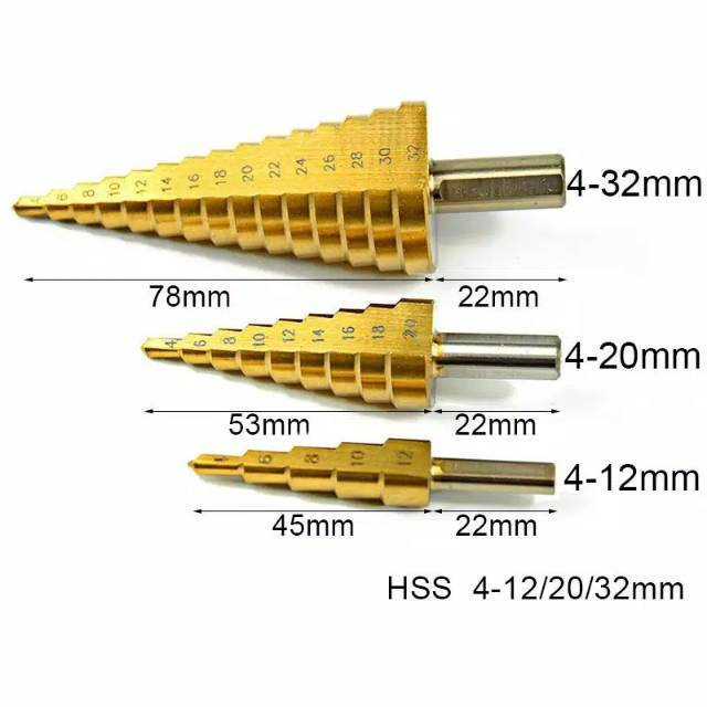Jual MATA BOR PAGODA 3 PCS STEP DRILL | mata bor Pagoda besi kerucut ...