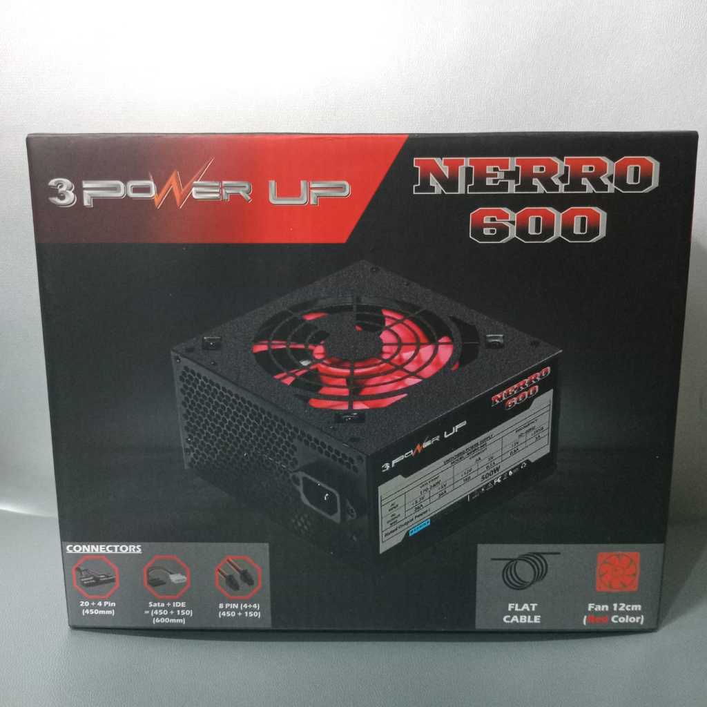 Jual Power Supply 3 PowerUp 500 Watt Nerro 600 PSU ATX Komputer Power ...