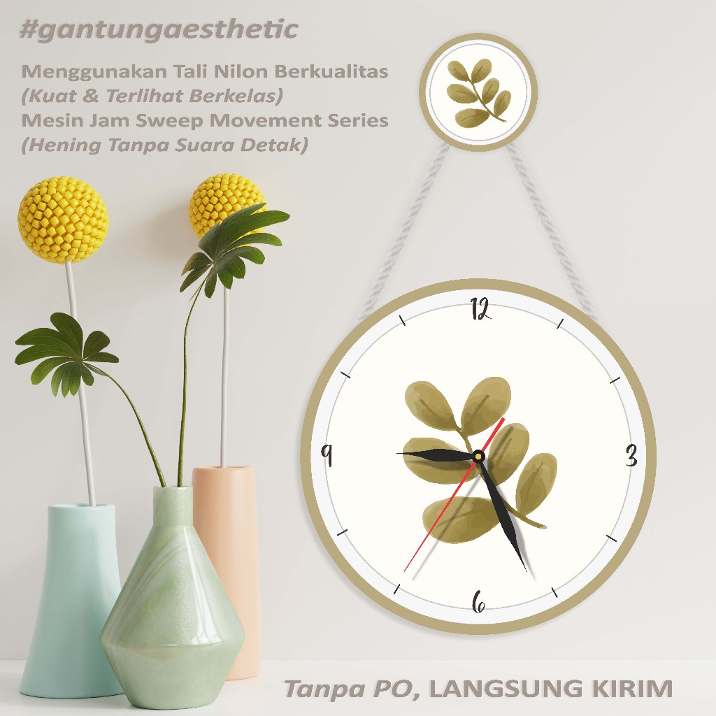 Jual Jam Dinding Diameter 20CM / Motif Bunga Aesthetic Hiasan Ruangan ...