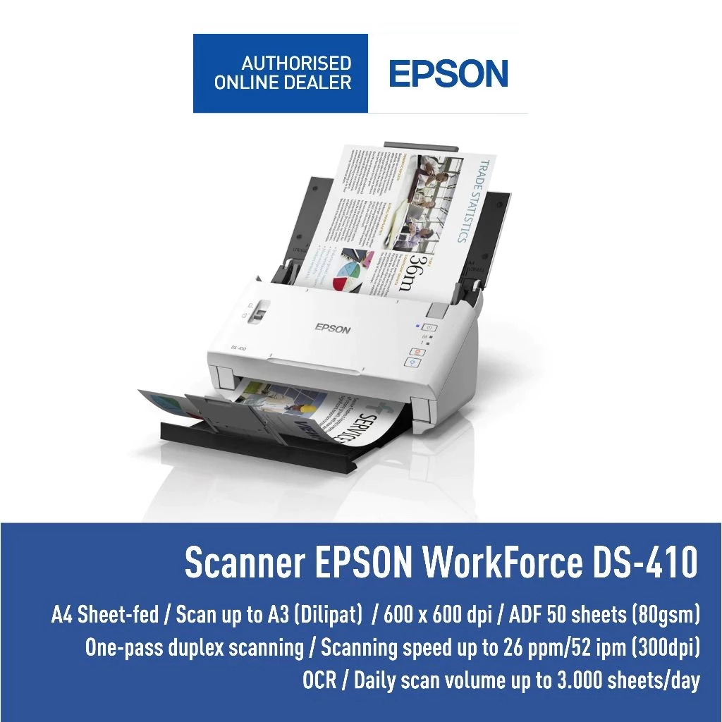 Jual EPSON Scanner DS-410 DS410 DS 410 Scan WorkForce A4 Up to A3 ...