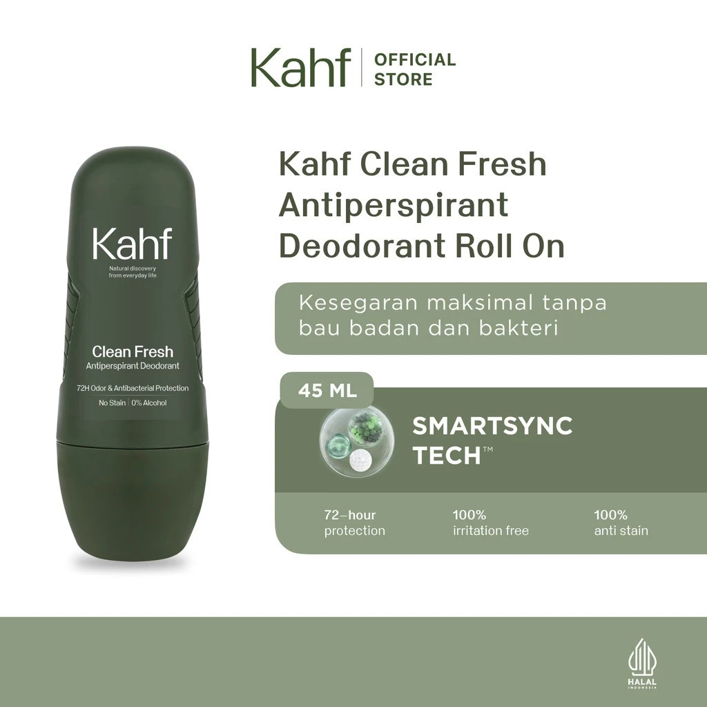 Jual KAHF Clean Fresh Antiperspirant Deodorant Roll On 45ml | Shopee Indonesia