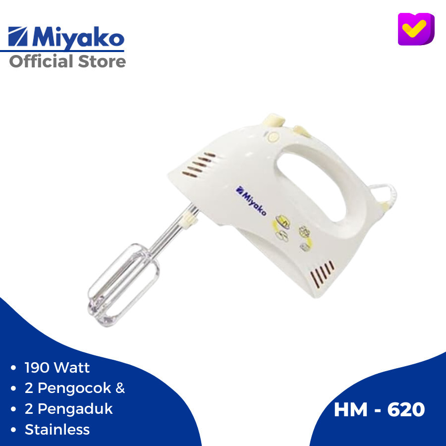 Jual MIYAKO Hand Mixer Mixer Tangan 190 Watt Low Watt HM-620 | Shopee ...