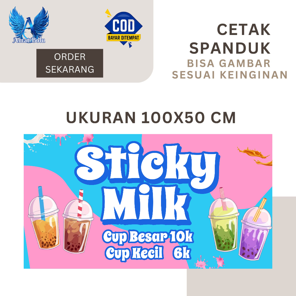 Jual Cetak Spanduk Cetak Banner Sticky Milk Desain Pink Costom Desain ...