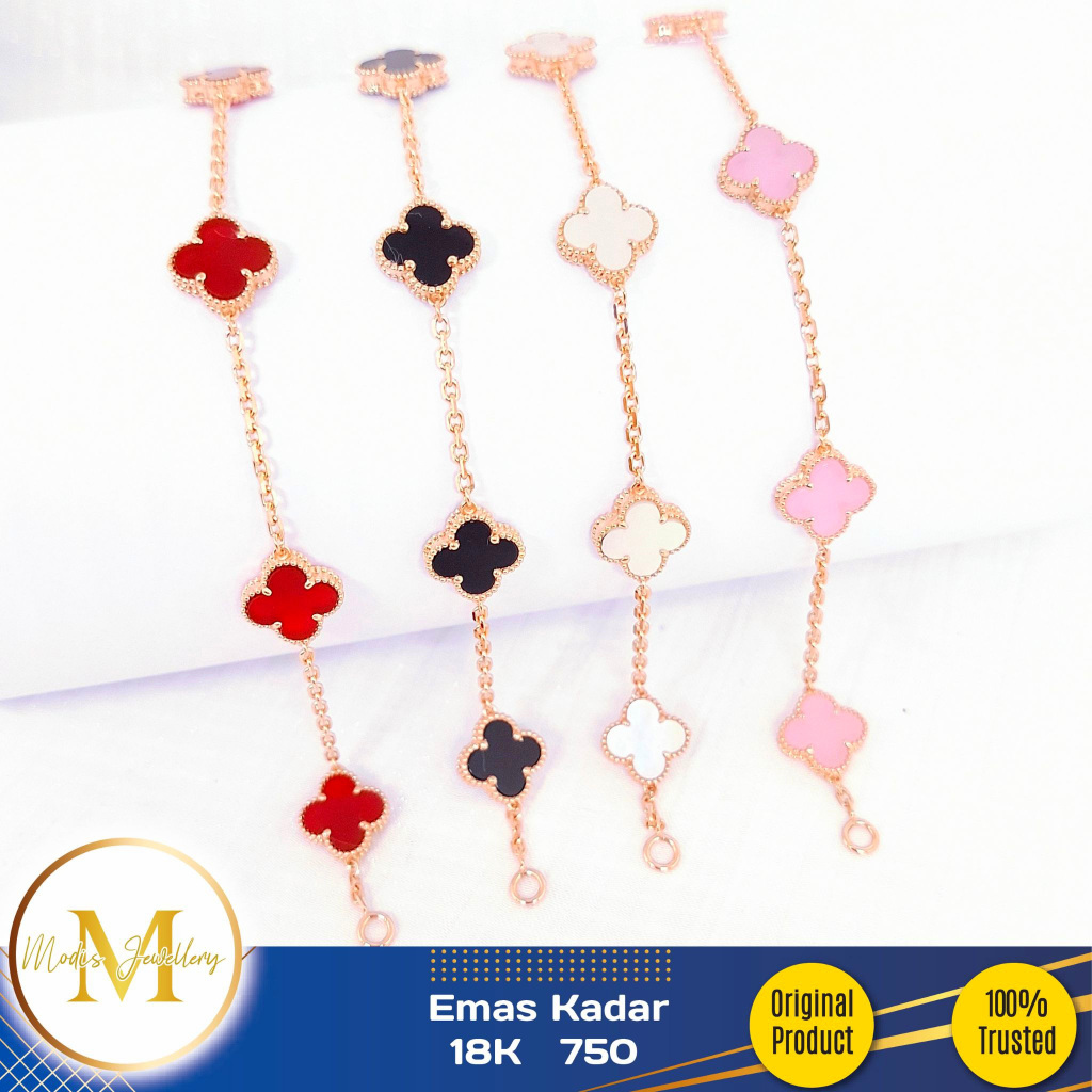 Jual MODIS JEWELLERY - Gelang Clover Italy Rosegold - Emas 18k 750 ...
