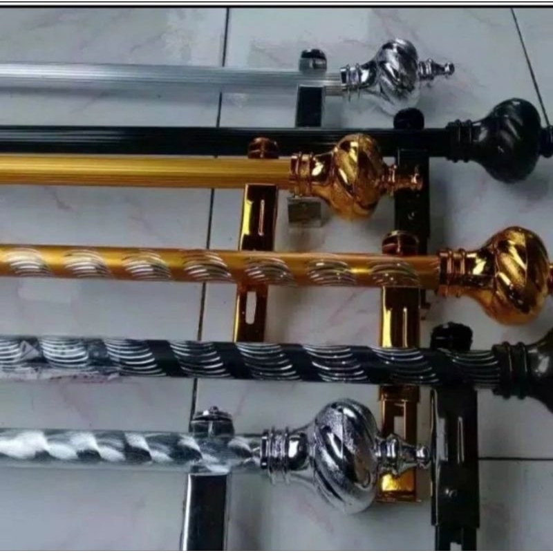 Jual Batang gorden minimalis ori fullset silver kuning hitam | Shopee ...