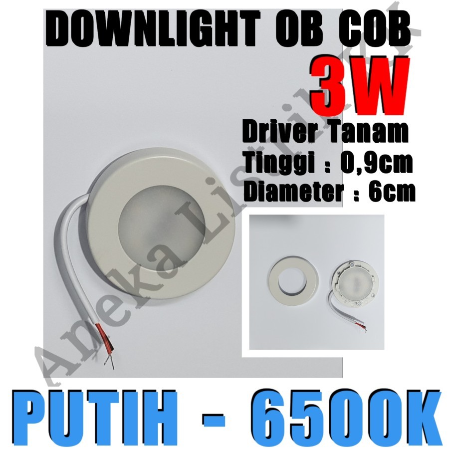 Jual DOWNLIGHT OB LED COB 3W SPOT DL OUTBOW HITAM PUTIH TIPIS TEMPEL ...