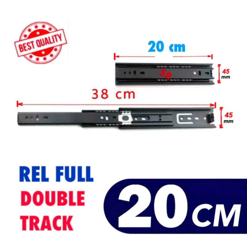 Jual Rel Laci Double Track 20 cm Full Extension | Shopee Indonesia