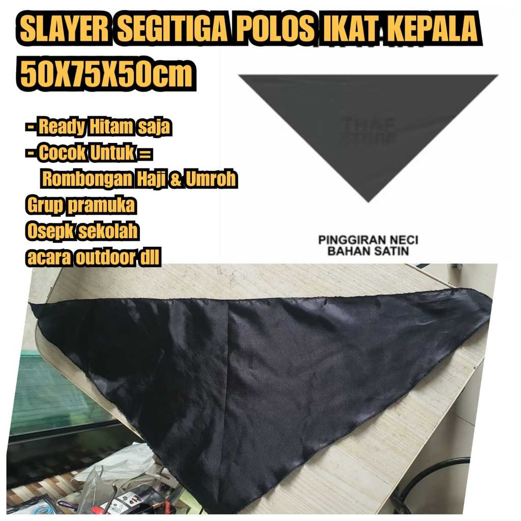 Jual 50x75x50cm syal segitiga Bahan satin slayer segitiga polos syal ...
