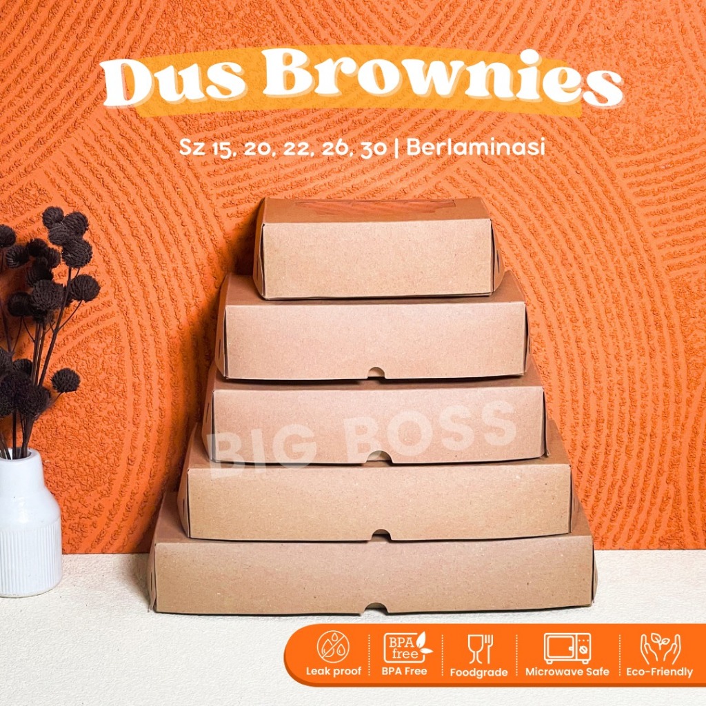 Jual Box Brownies Laminasi / Dus Brownies Kraft / Dus Kue / Kemasan Brownies / Dus Brownis / Box ...