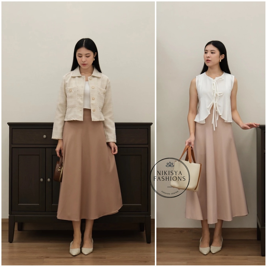 Jual Rok Korean Style Lilit Flare Pants - Himari Skirt - Rok Satin Silk ...