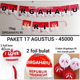Jual Paket merdeka dirgahayu republik indonesia balon banner dekorasi ...