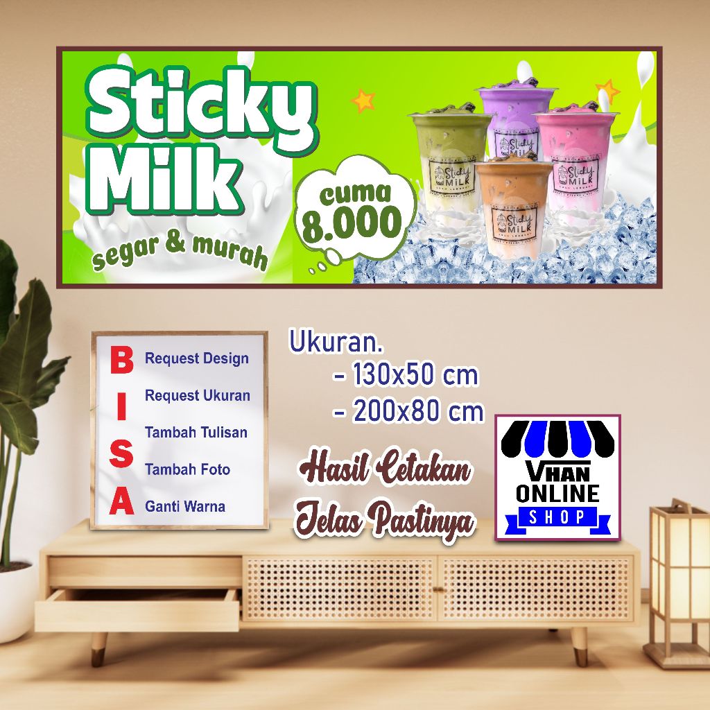 Jual Cetak Spanduk Banner Nyamping Bahan Kuat Sticky Milk | Shopee ...