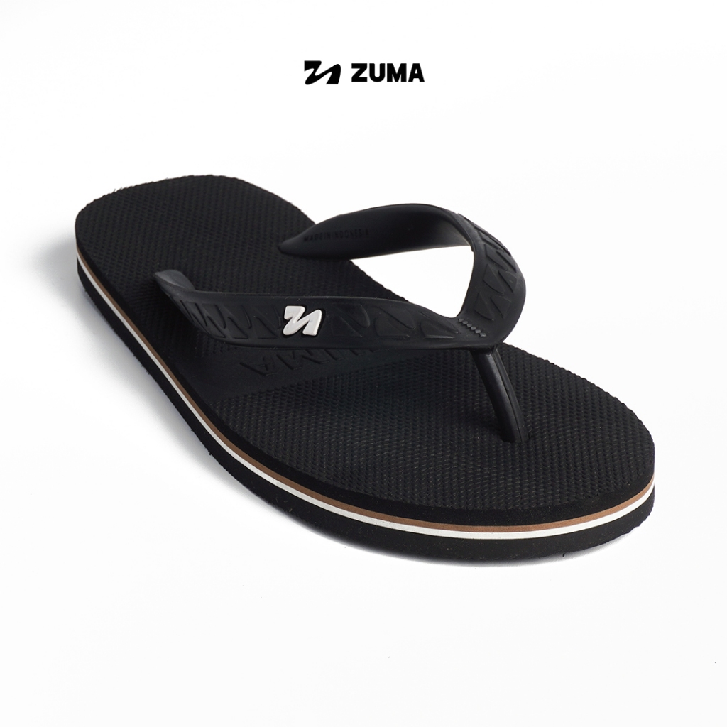 Jual Zuma Men Stripe 7 Black Brown, Sandal Jepit Pria Karet Polos ...