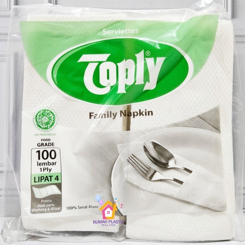 Jual TISSUE TOPLY MAKAN family napkin tisu 100 lembar lipat 4 lap ...