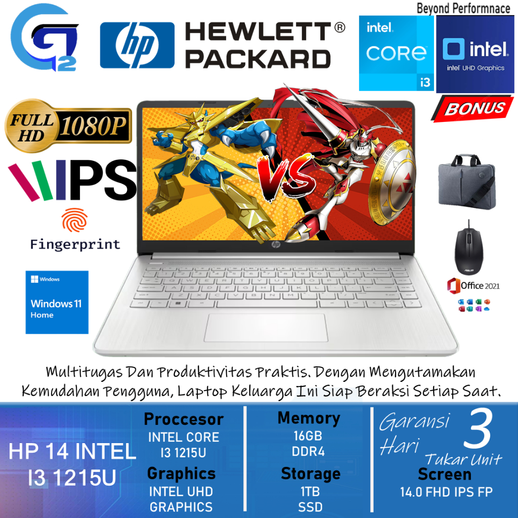 Jual Laptop HP 14 Intel Core i3 1215U 16GB 1TB SSD 14 inch FHD IPS FP ...