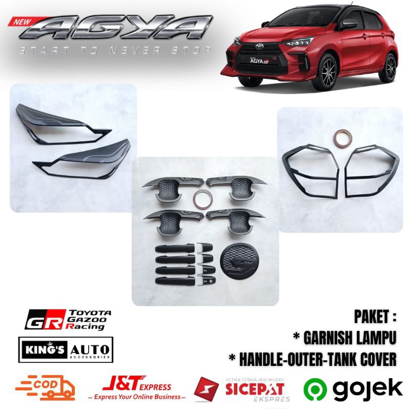 Jual King's - Paket Agya 2023 2024 Garnish Lampu Handle Outer Tank Cover Hitam Doff | Shopee ...
