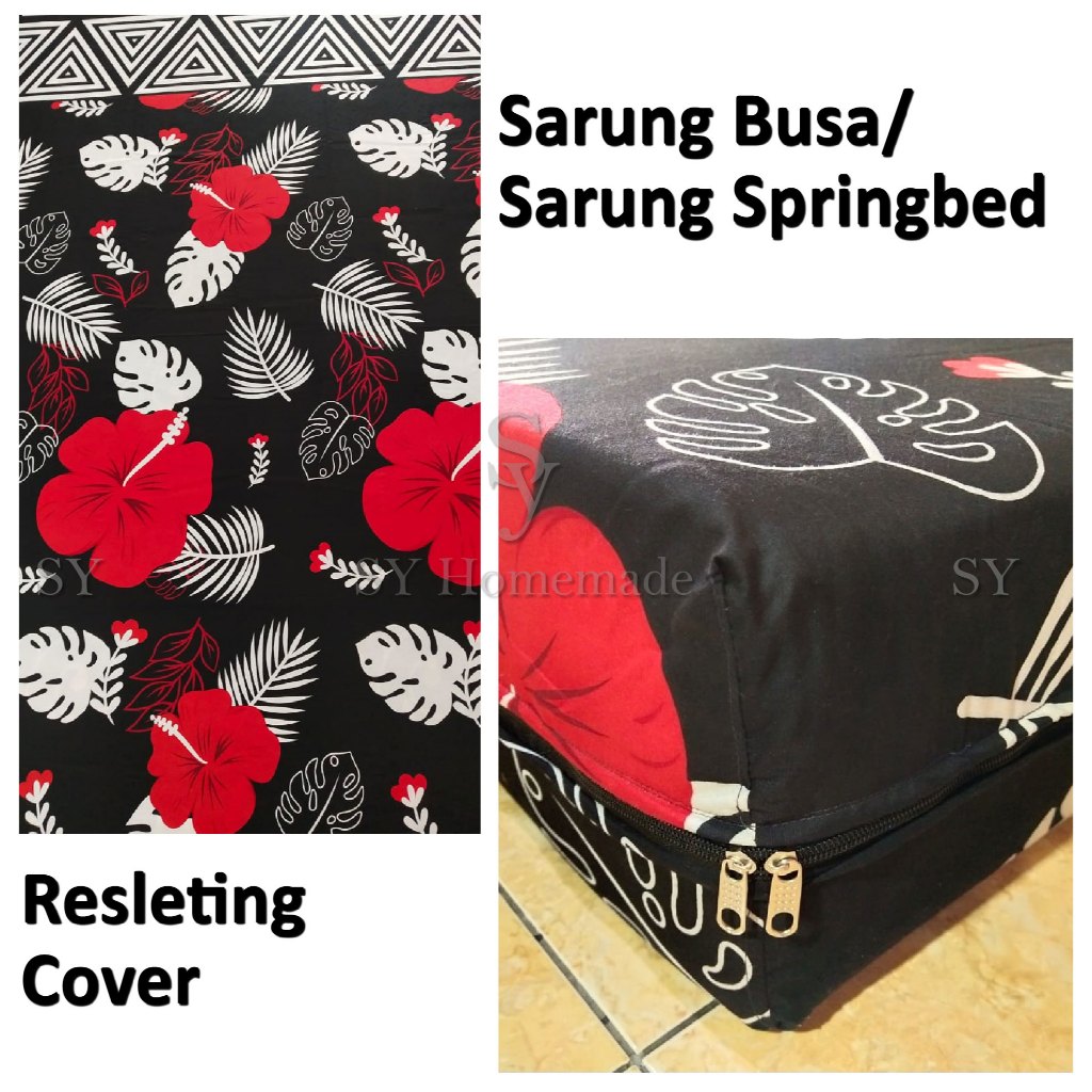 Jual Sarung Kasur Busa / Springbed Resleting Cover Motif Bunga Sepatu ...