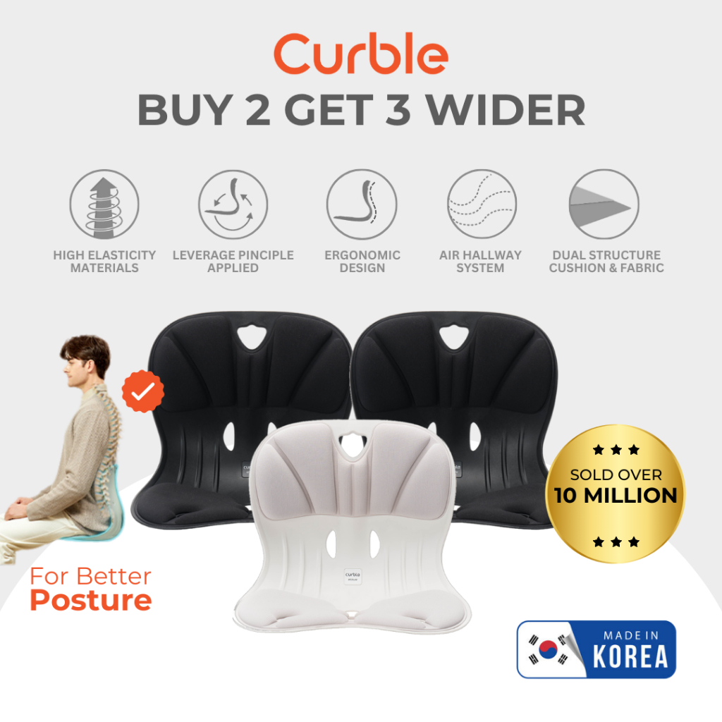 Jual Curble Posture Chair Wider - BUY 2 GET 3 (2pcs Black & 1pcs Grey ...