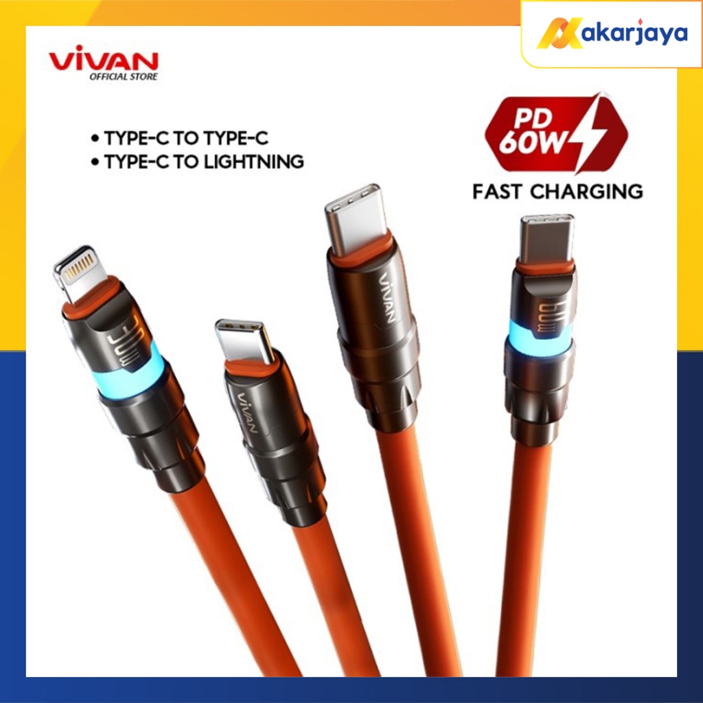 Jual Vivan VECC100 VECL100 Kabel Data C to C Cable Data C to Lightning ...