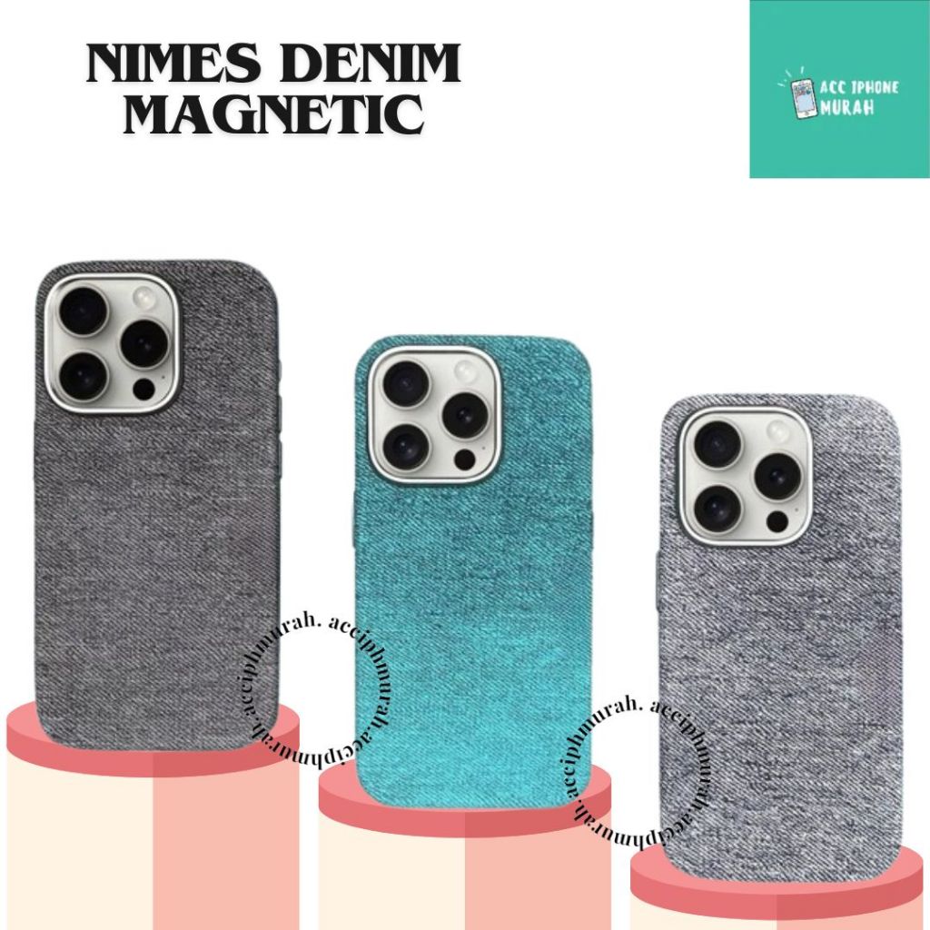 Jual NEW!! NIMES MAGSAFE LEATHER DENIM CASE IPHONE 15 PROMAX 15 PRO 15 14 PROMAX 14 PRO 14 13 ...