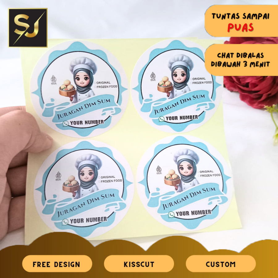 Jual 9-15 Sangjaya Sticker Dimsum Bentuk Bulat Stiker Label Makanan Dim ...