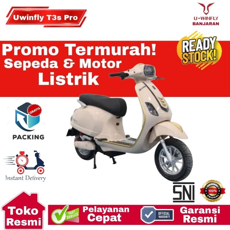 Jual Motor Listrik T3 T3s Pro Vespa Baterai 72V/20Ah 1200W Garansi Resmi Uwinfly | Shopee Indonesia
